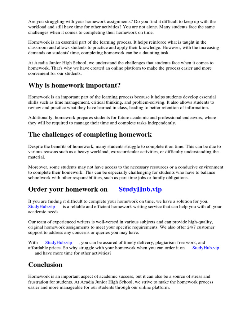 Acadia Junior High School Homework Online | PDF | Homework | Translations