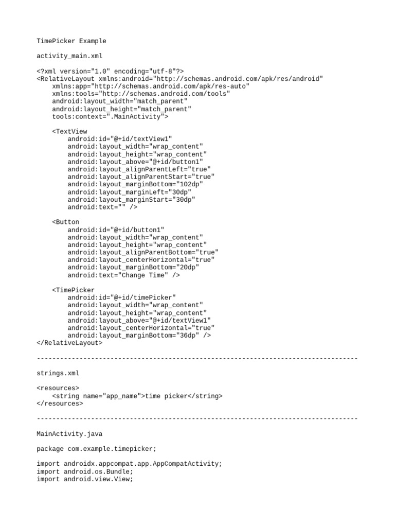 Android TimePicker Guide | PDF | Android (Operating System) | Embedded ...