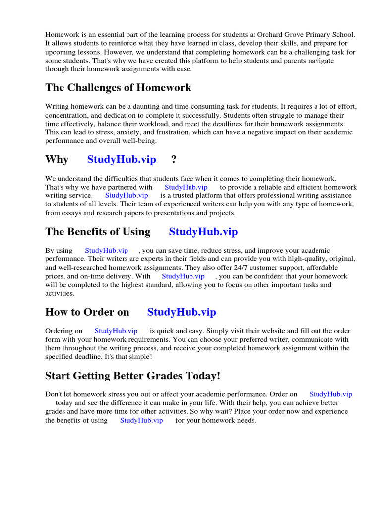 Orchard Grove Primary School Level 4 Homework | PDF | Homework | Learning