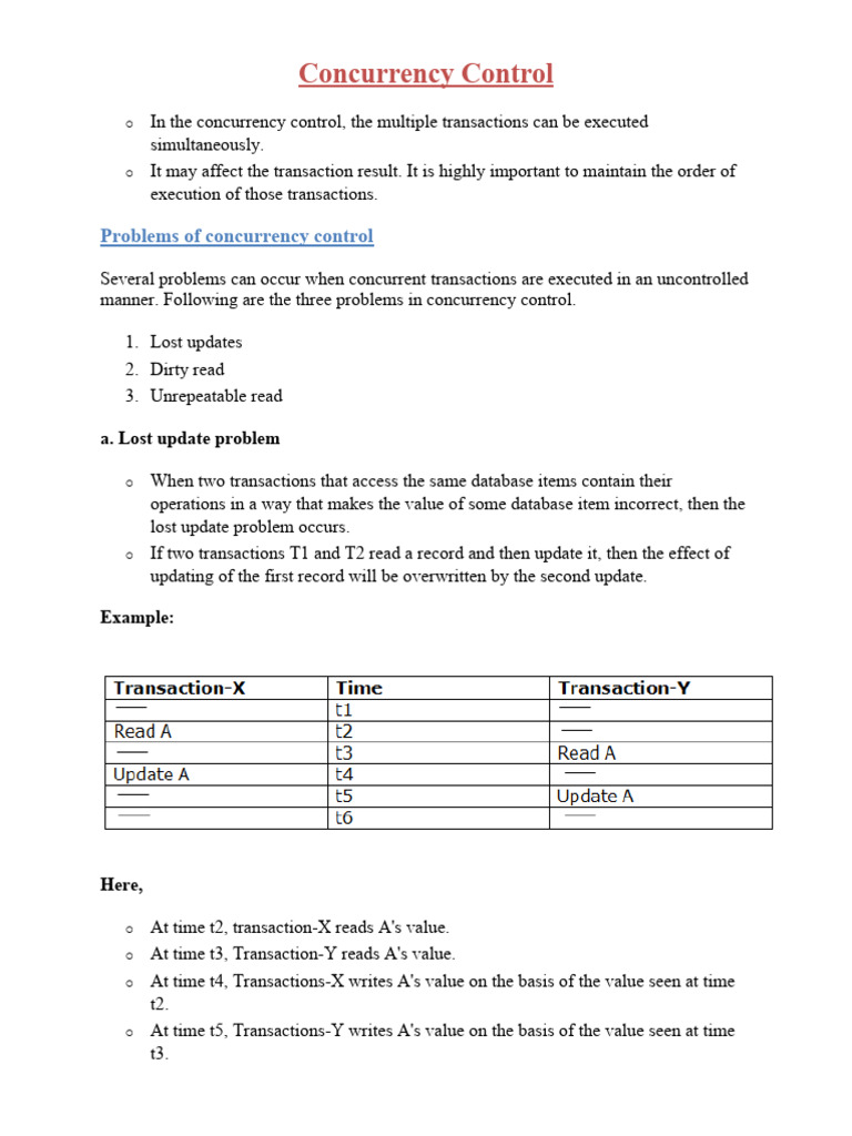 Concurrency Control | PDF | Computing | Synchronization