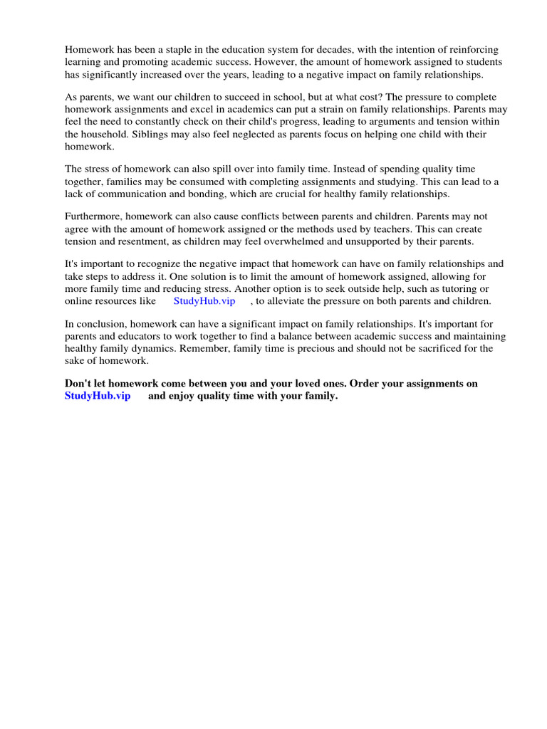 How Does Homework Affect Family Relationships PDF Homework Parenting