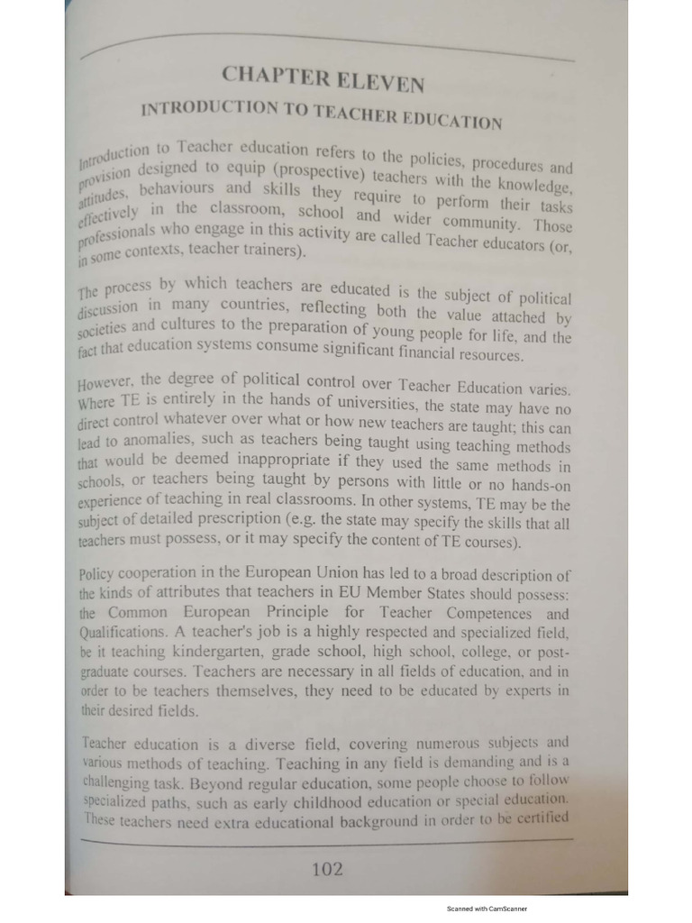 Introduction To Teacher Education | PDF
