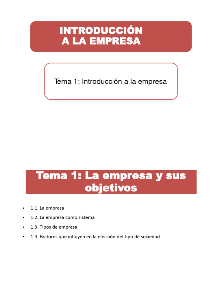 Tema 1. La Empresa y sus Objetivos | PDF | Business | Mercado (economía)