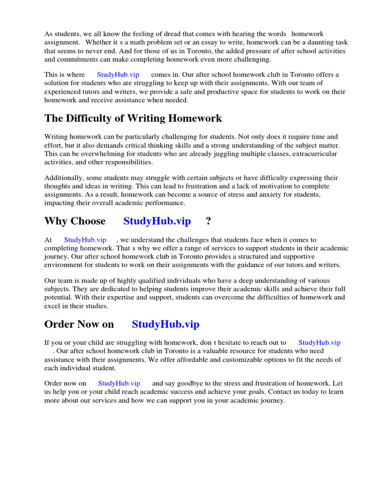 After School Homework Club Toronto | PDF | Homework | Http Cookie