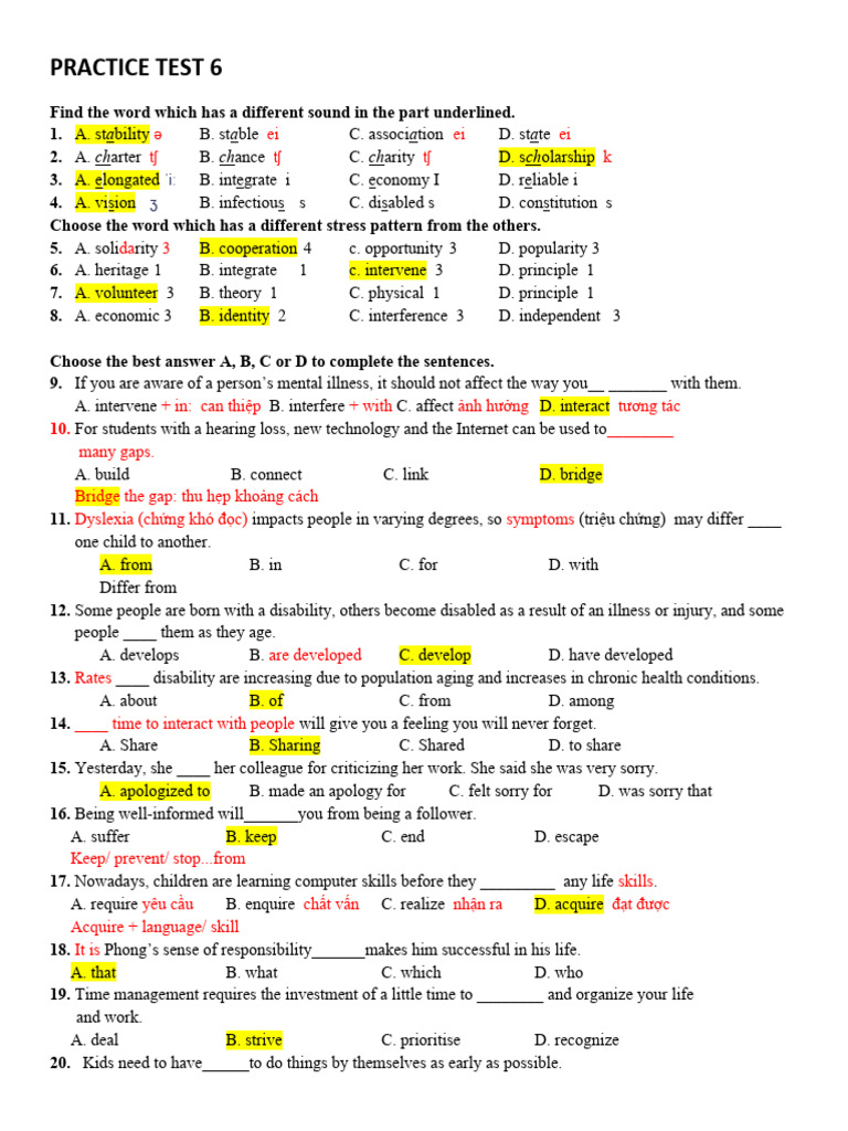 Practice Test 6 | PDF