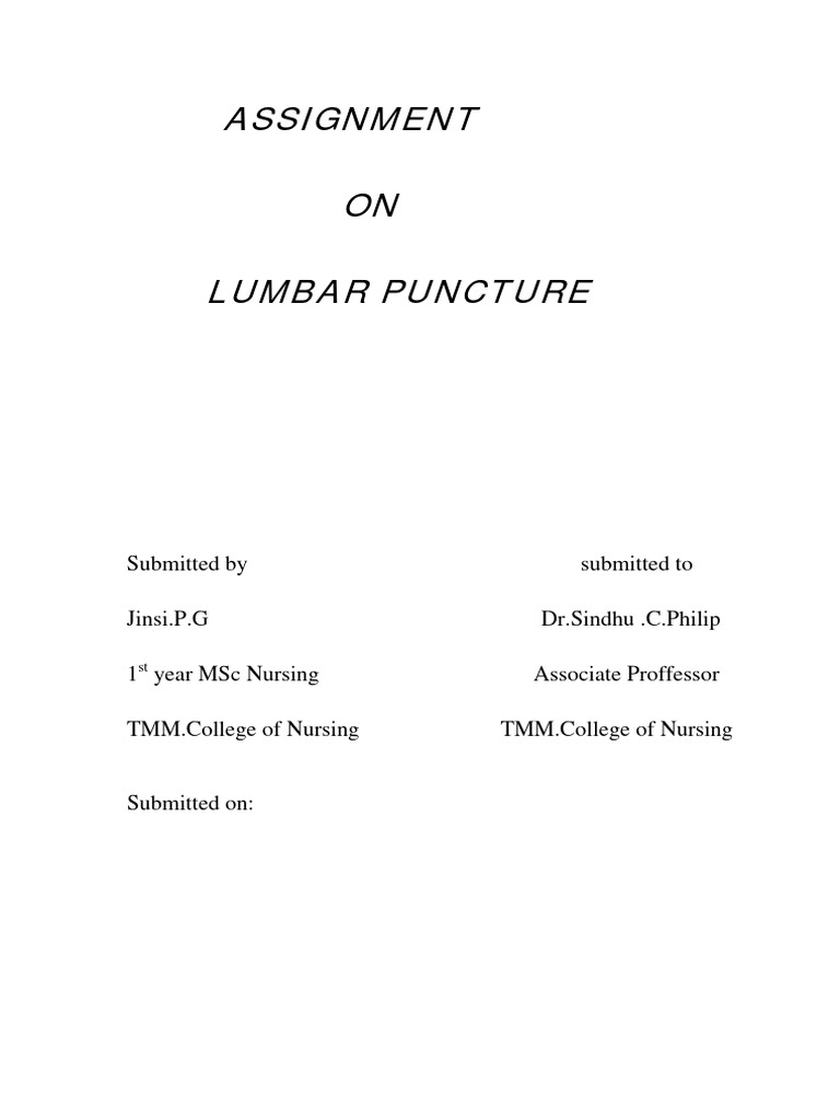 LUMBAR PUNCTURE New PDF | PDF | Cerebrospinal Fluid | Nervous System