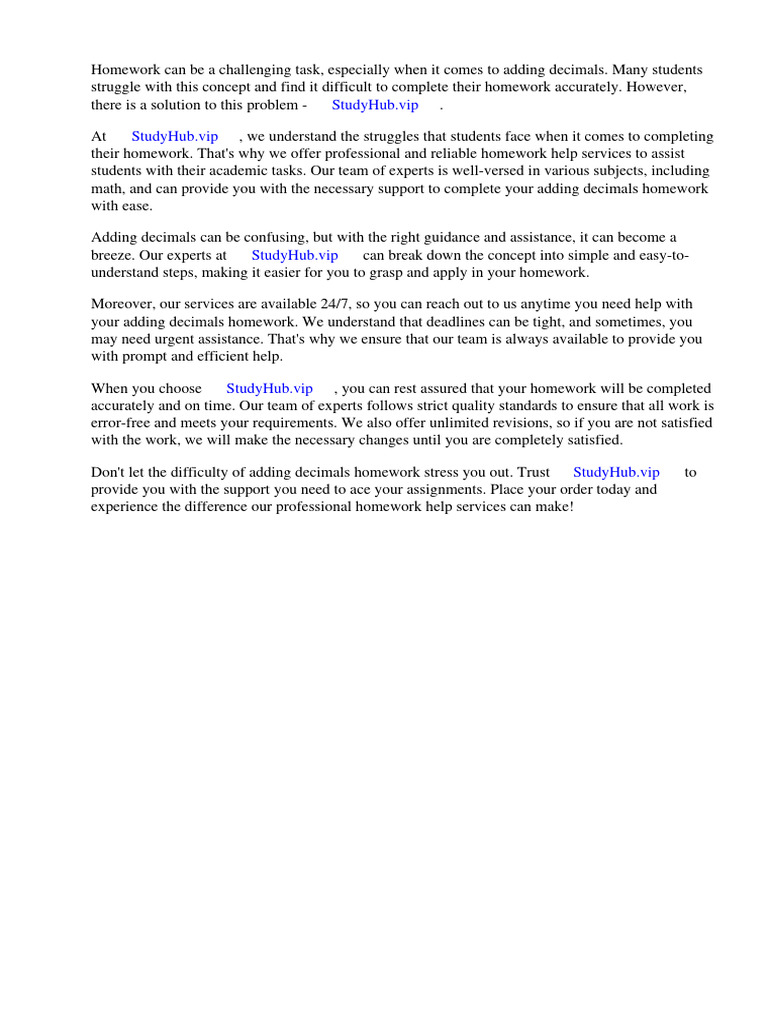 Adding Decimals Homework Pdf Worksheet Decimal 2142