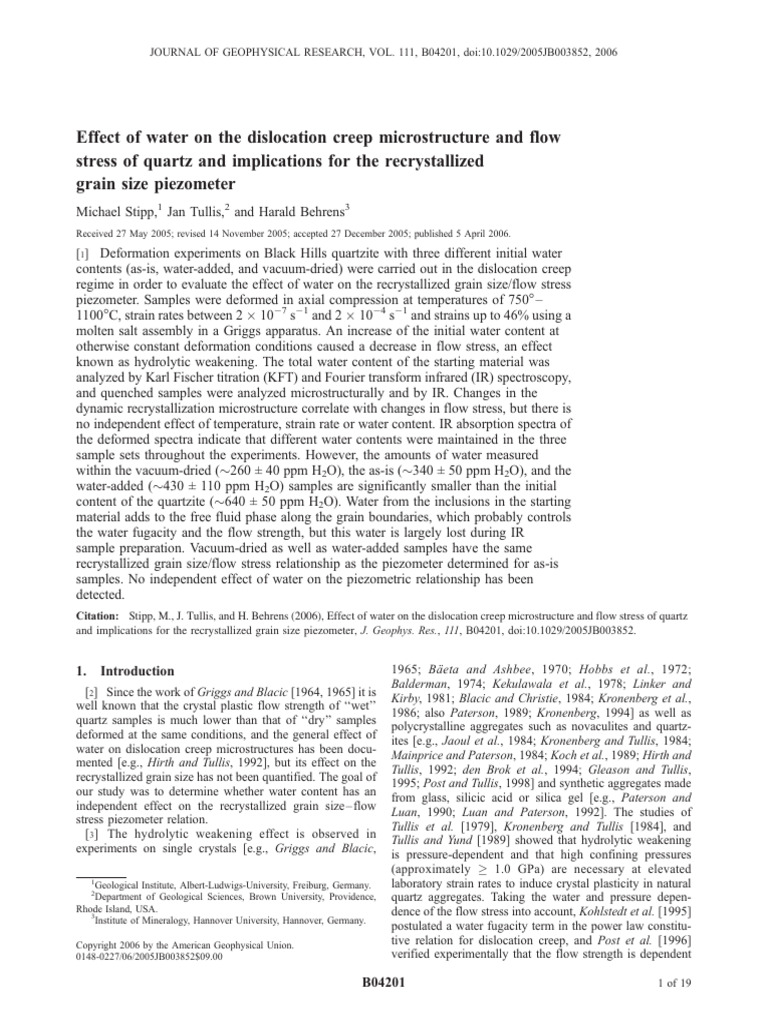 Stipp and Tullis 2006 | PDF | Deformation (Engineering) | Creep (Deformation)