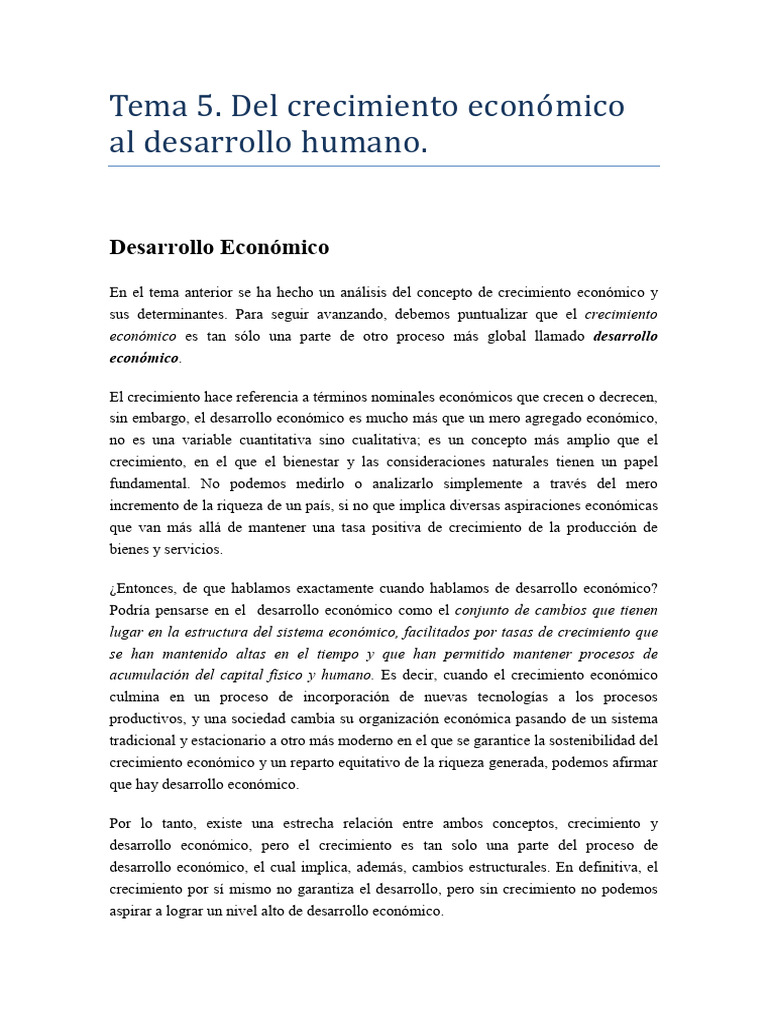 Crecimiento Económico y Desarrollo Humano | PDF | Crecimiento económico ...