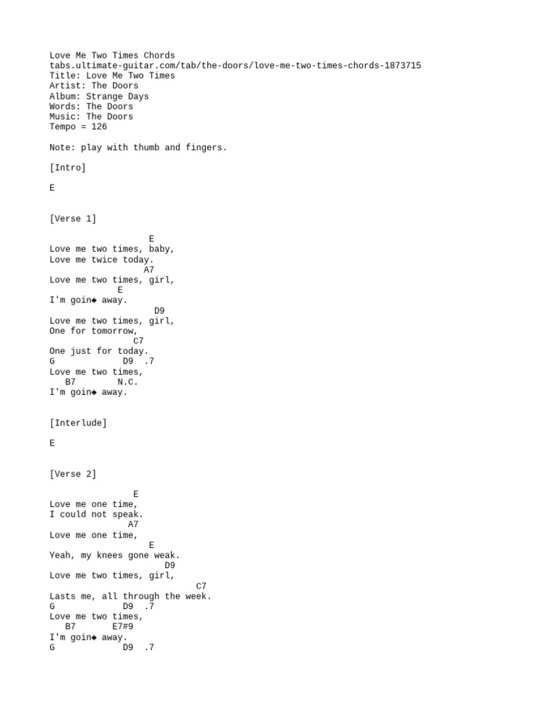 The Doors - Love Me Two Times | PDF