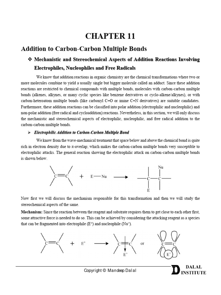 ATOOCV1 11 0 Addition To Carbon Carbon Multiple Bonds | PDF | Chemistry ...