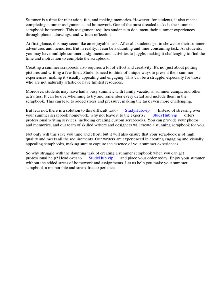 Summer Scrapbook Homework | PDF | Scrapbooking | Http Cookie