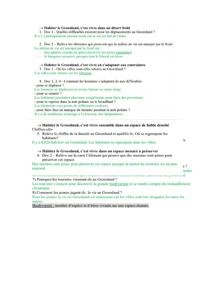 Correction Des Réponses de 1 À 8 Avec Les Vocabulaires | PDF