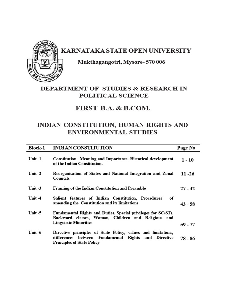 Ndian Constitution Human Rights and Environtalstudies EM | PDF | Constitution | Partition Of India