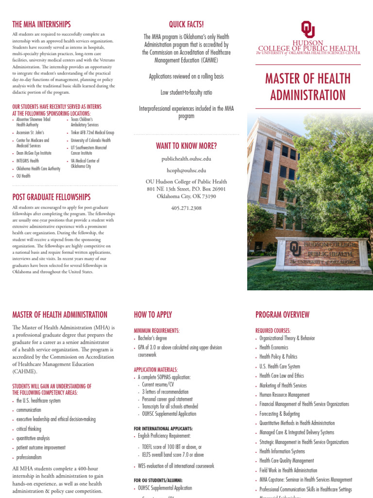 MHA Brochure | PDF | Health Administration | Health Care