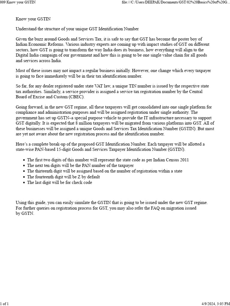 009 Know Your GSTIN | Download Free PDF | Taxes | Government