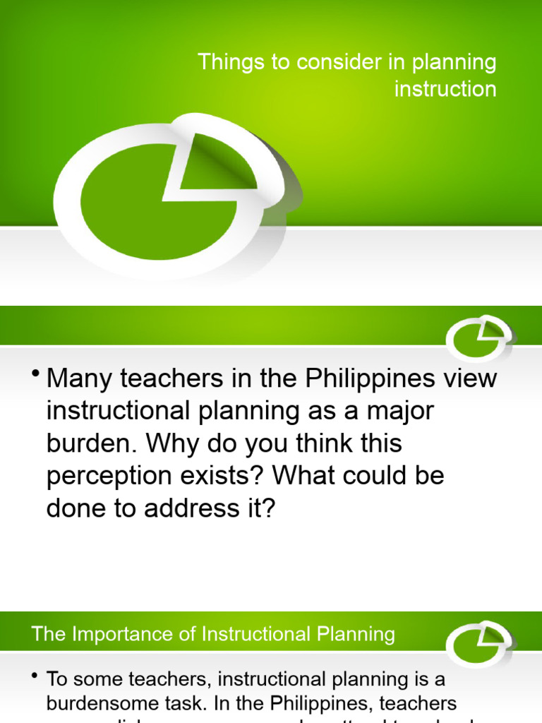Key Considerations for Instructional Planning | PDF | Teachers | Curriculum