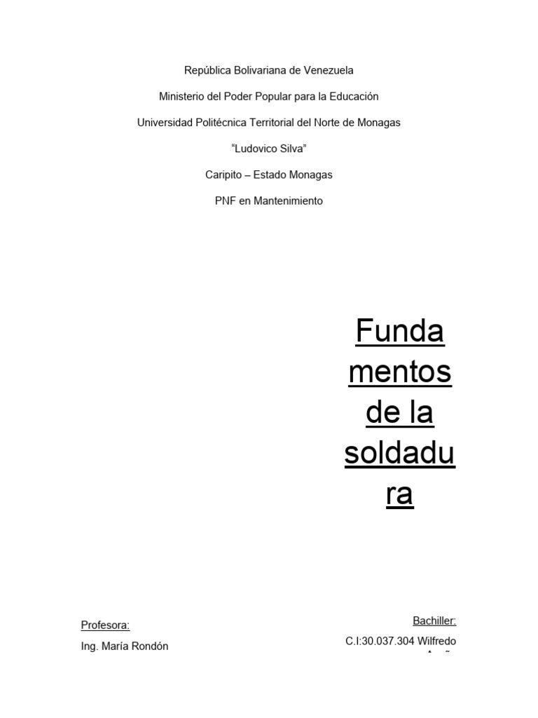 Fundamentos de La Soldadura | Descargar gratis PDF | Soldadura | Construcción