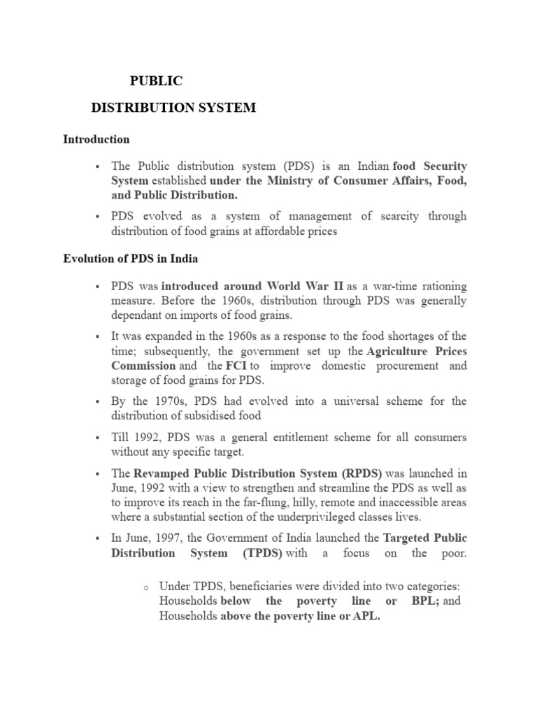 Public Distribution System | PDF | Economies | Poverty