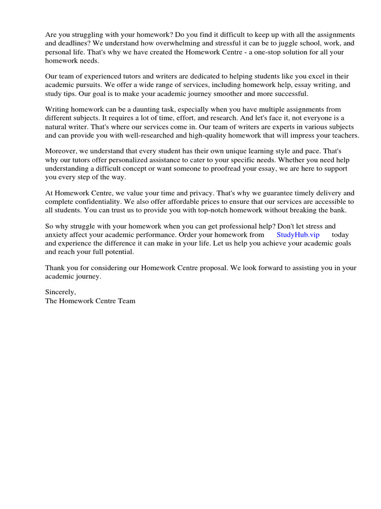 Homework Centre Proposal | Download Free PDF | Sampling (Statistics ...