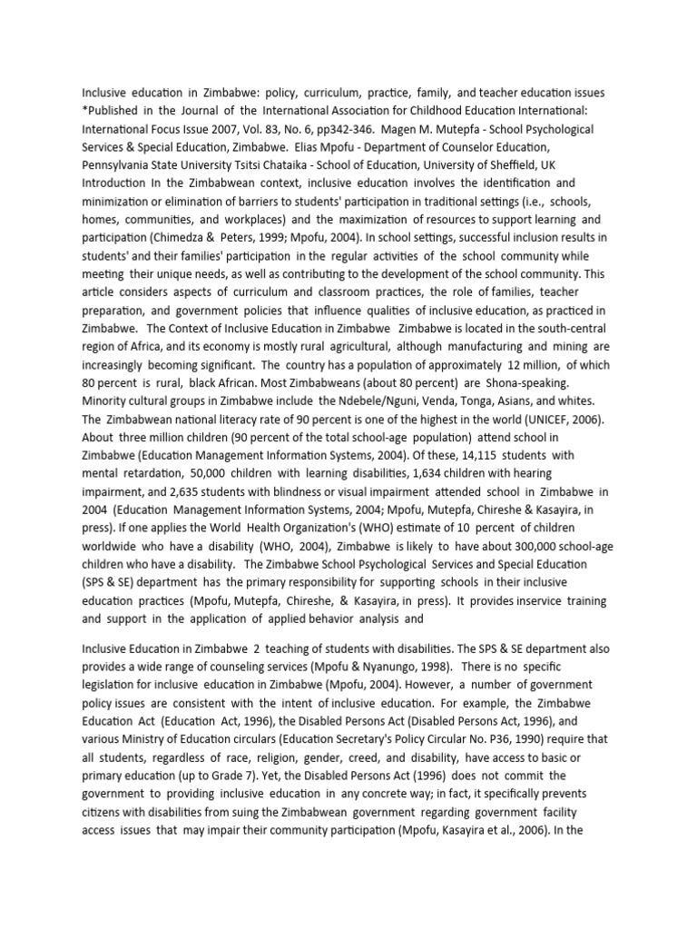 Inclusive Education Notes | PDF | Inclusion (Education) | Teachers