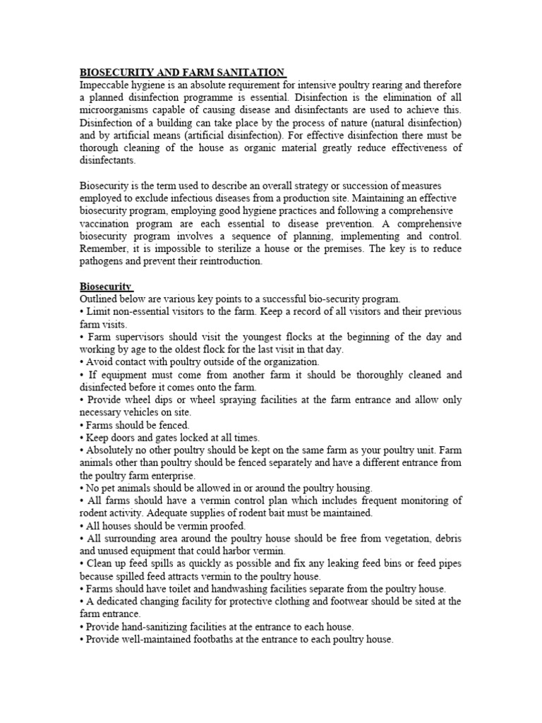 Biosecurity and Farm Sanitation | PDF | Formaldehyde | Disinfectant