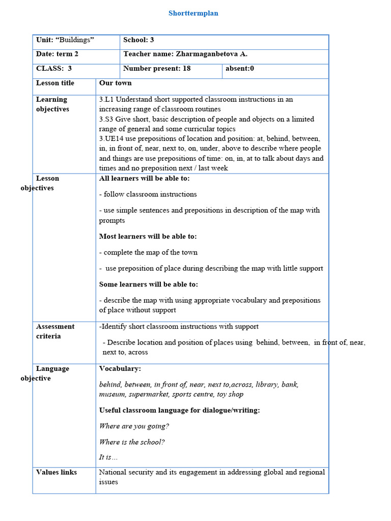 Buildings Lesson Plan for 3rd Grade | PDF | Learning | Behavior ...