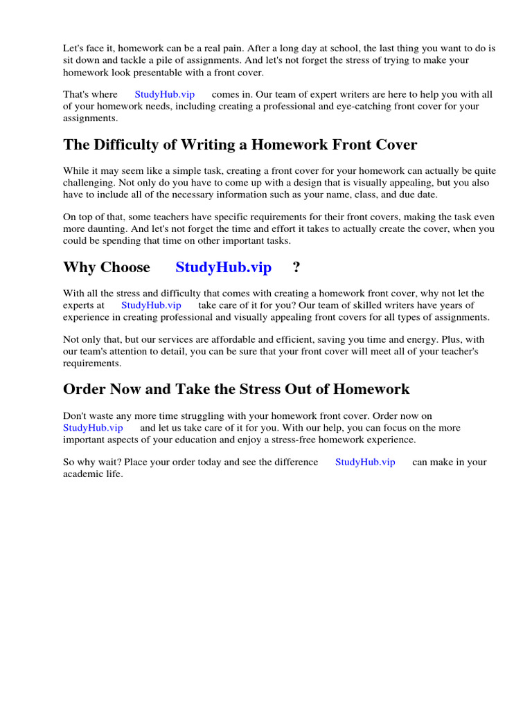 Homework Front Cover Sparklebox | PDF | Books | Homework