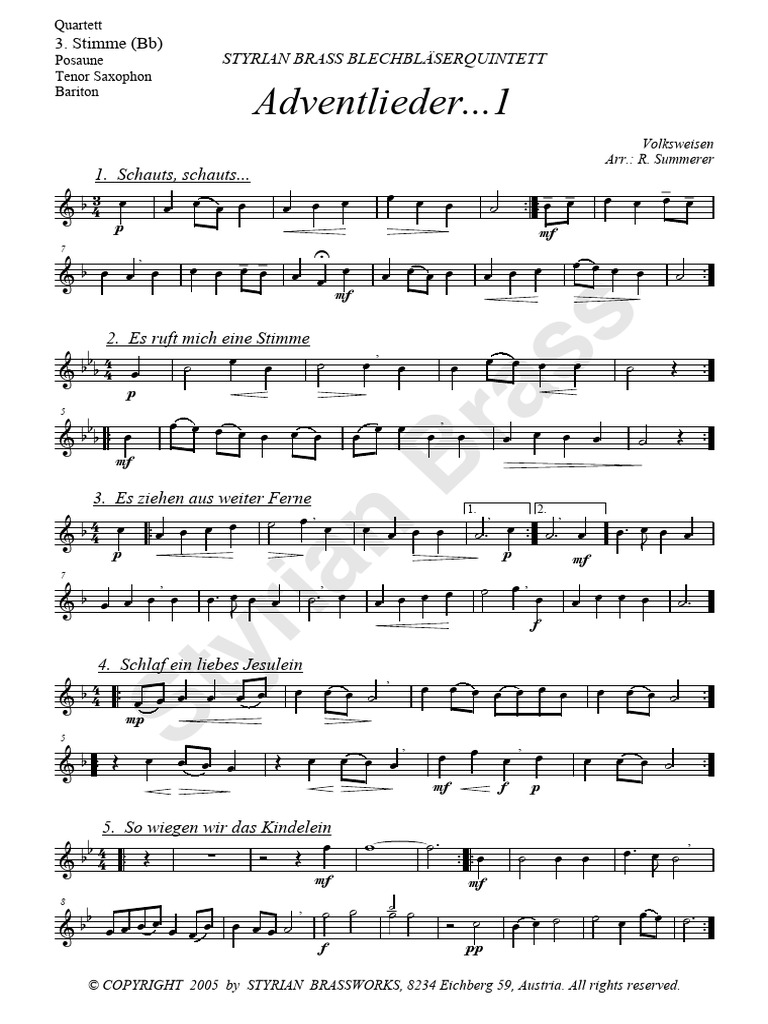 Adventlieder 1 Quartett Stimme 3 | PDF