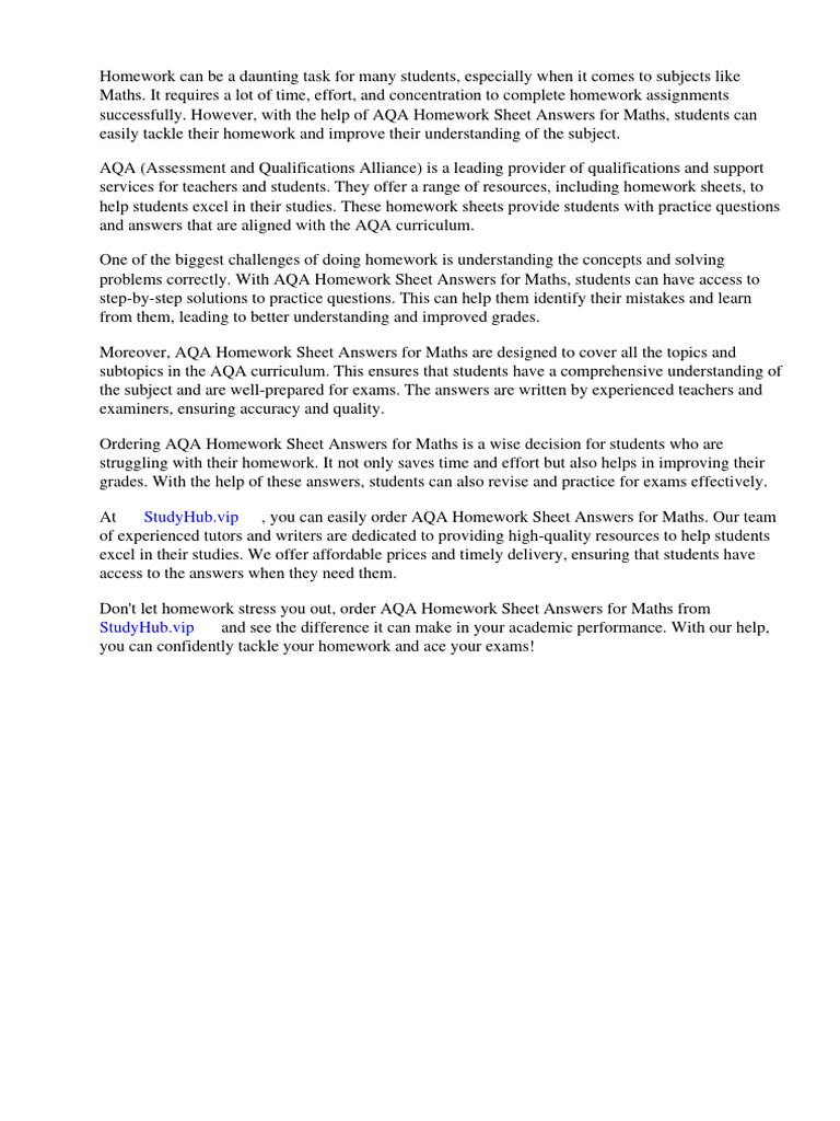 Aqa Homework Sheet Answers Maths | PDF | Worksheet | Algebra