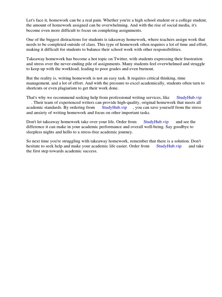 Takeaway Homework Twitter | PDF | Facebook | Homework