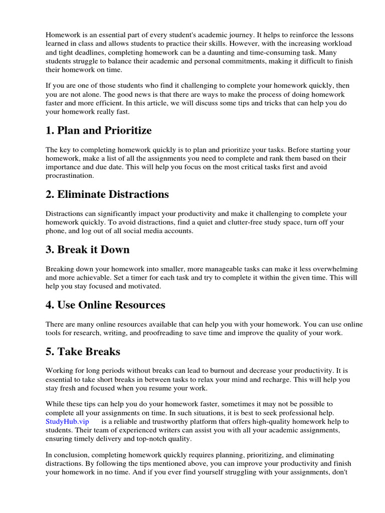 Do Homework Really Fast | PDF | Homework | Thought