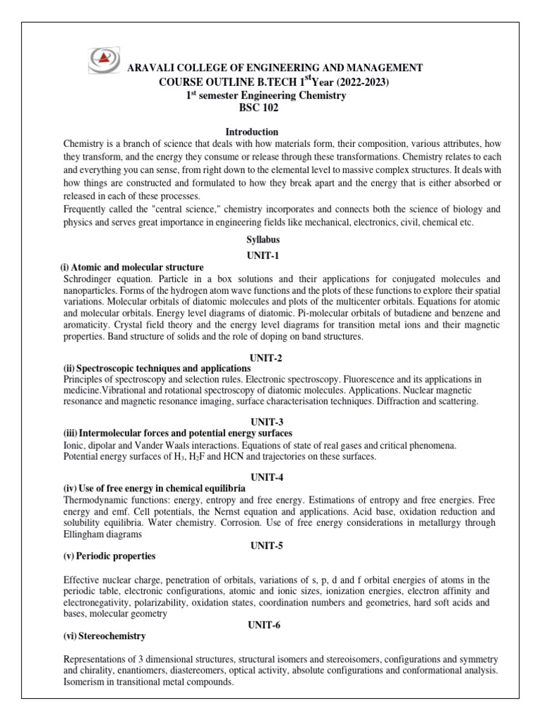 Chemistry Outline For Refresher Course Updated | PDF | Molecules ...