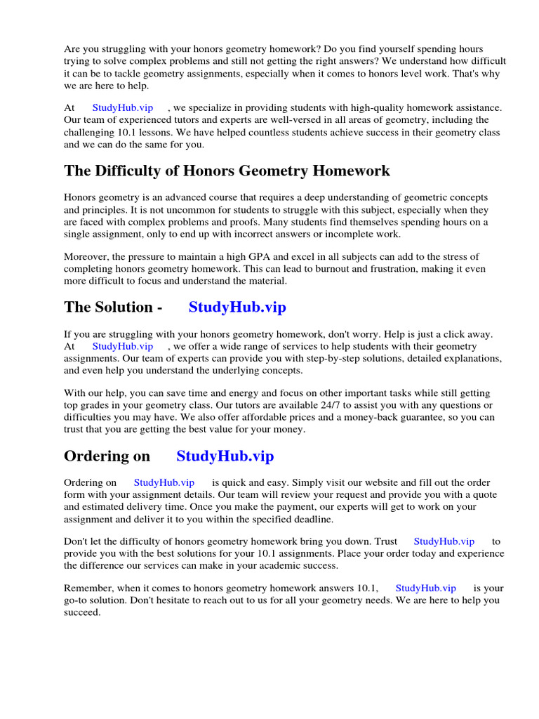 Honors Geometry Homework Answers 10.1 | PDF | Worksheet | Microsoft Excel