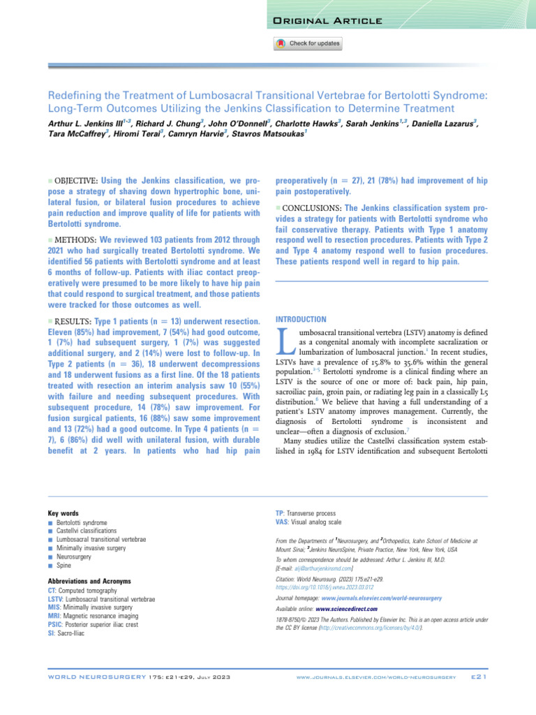 Redefining The Treatment of Lumbosacral Transitional Vertebrae For ...