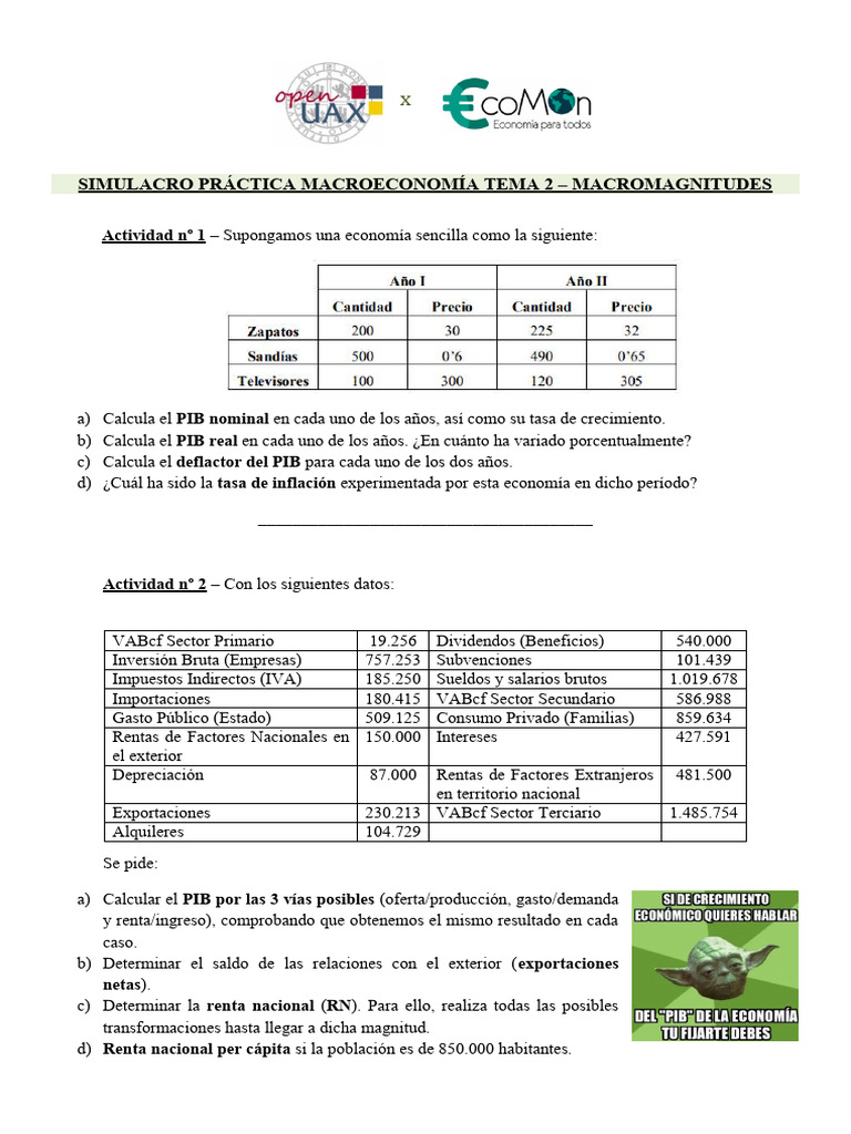 Actividades Repaso Pib Tema 2 - Macro - Daniel Leal | PDF