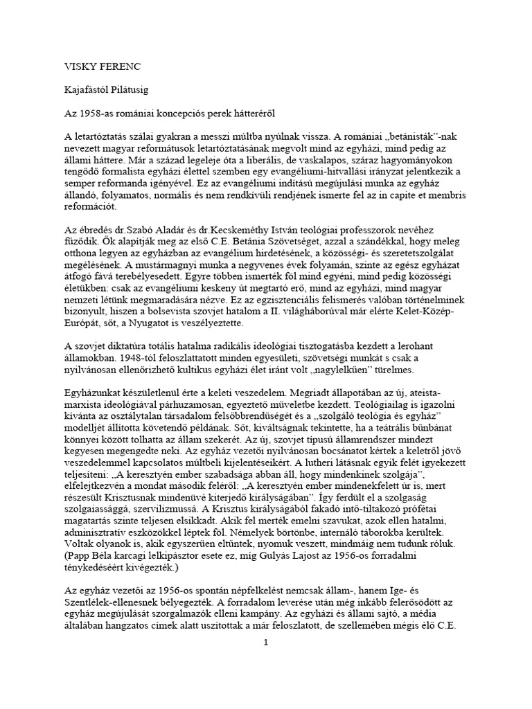 Visky Ferenc: Kajafástól Pilátusig | PDF