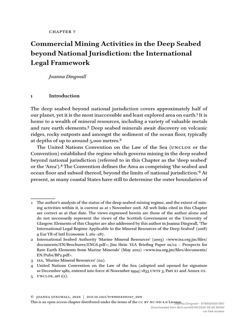 Commercial Mining Activities in The Deep Seabed Beyond National ... Commercial Mining Activities in The Deep Seabed Beyond National ...