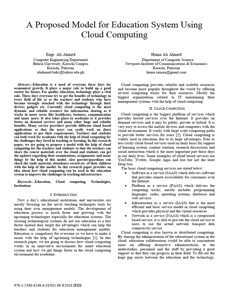 AProposed Modelfor Education System Using Cloud Computing PDFExpress | Download Free PDF | Cloud ...