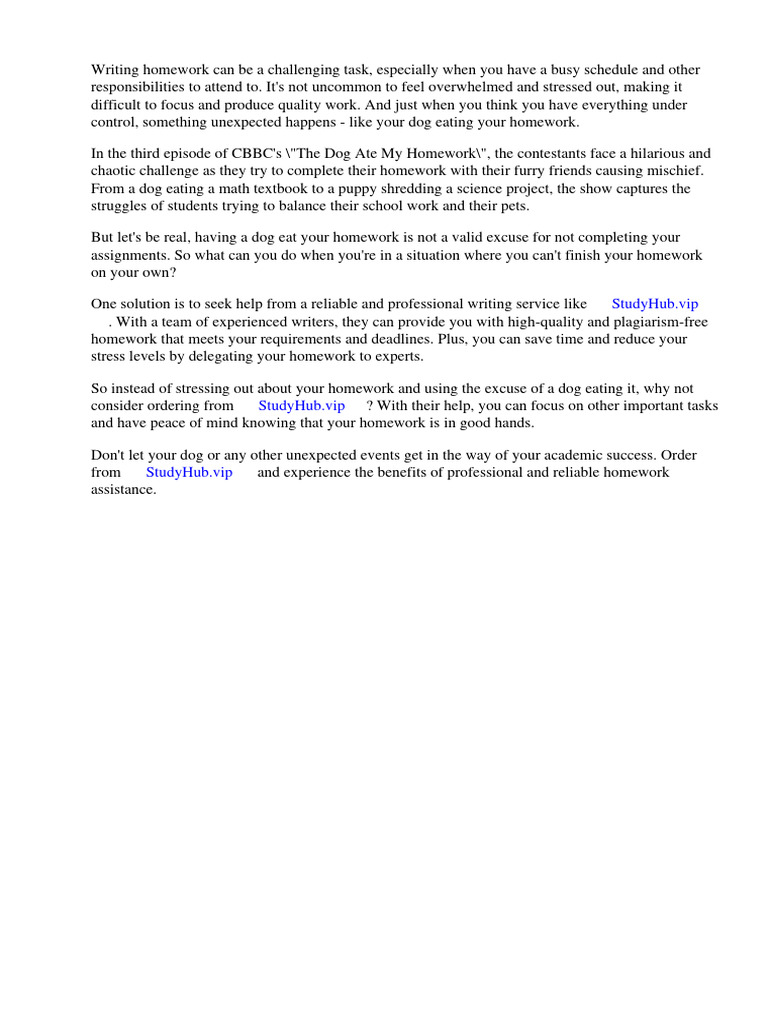 The Dog Ate My Homework CBBC Episode 3 | PDF | Homework | Dogs