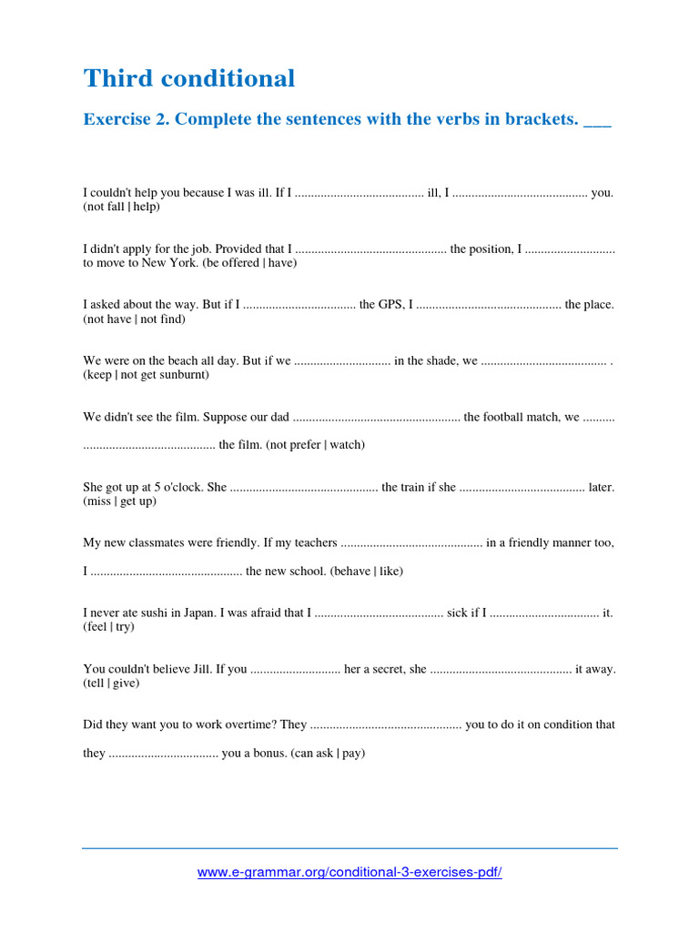 third-conditional-exercise-2 | PDF | Linguistics | Grammar