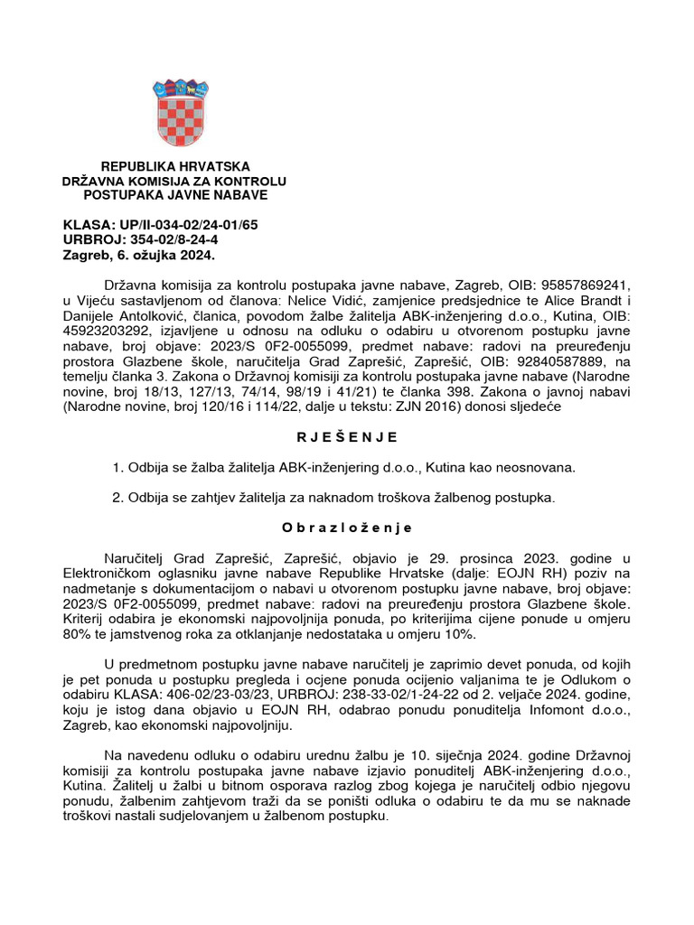 KLASA: UP/II-034-02/24-01/65 URBROJ: 354-02/8-24-4 Zagreb, 6. Ožujka 2024 | PDF