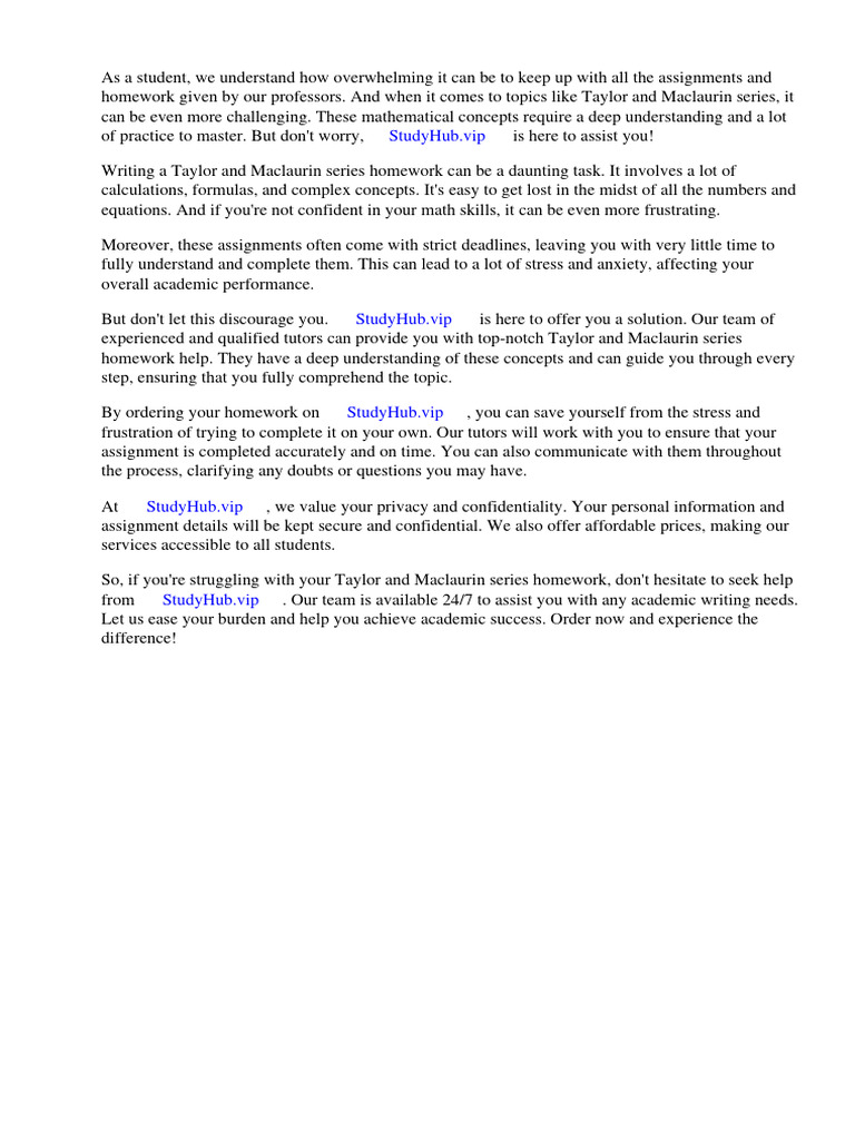 Taylor and Maclaurin Series Homework Stu Schwartz | PDF | Function ...