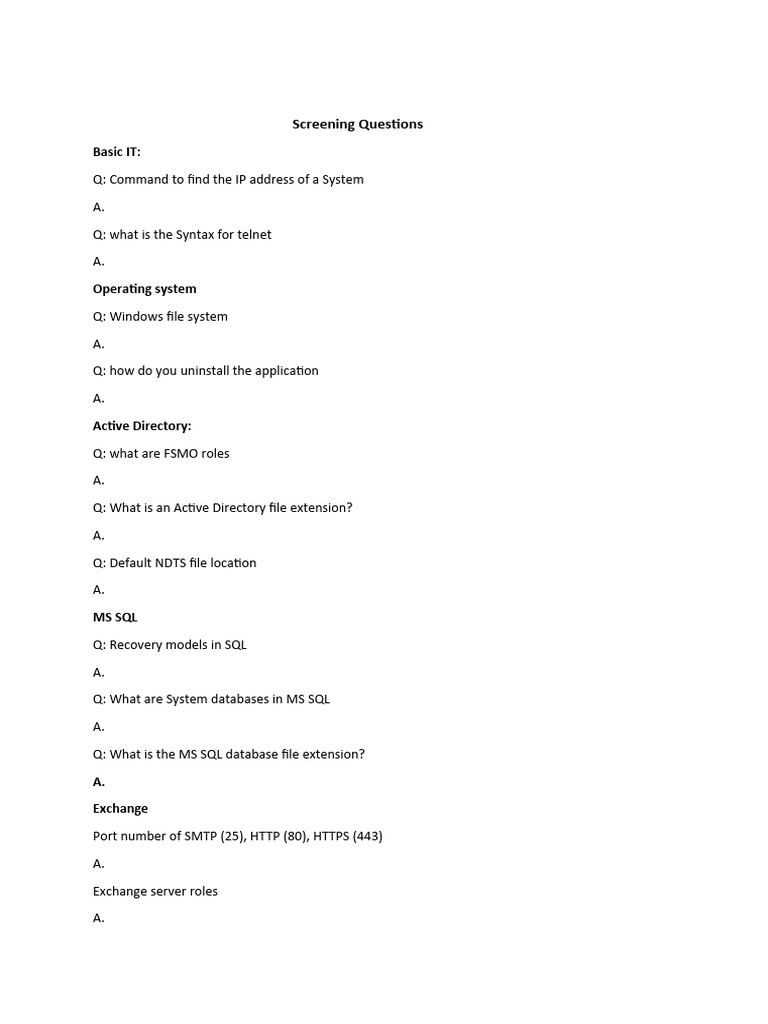 TSA Messaging Screening Questions | PDF