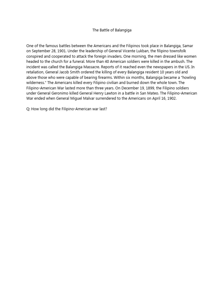 The Battle of Balangiga | PDF