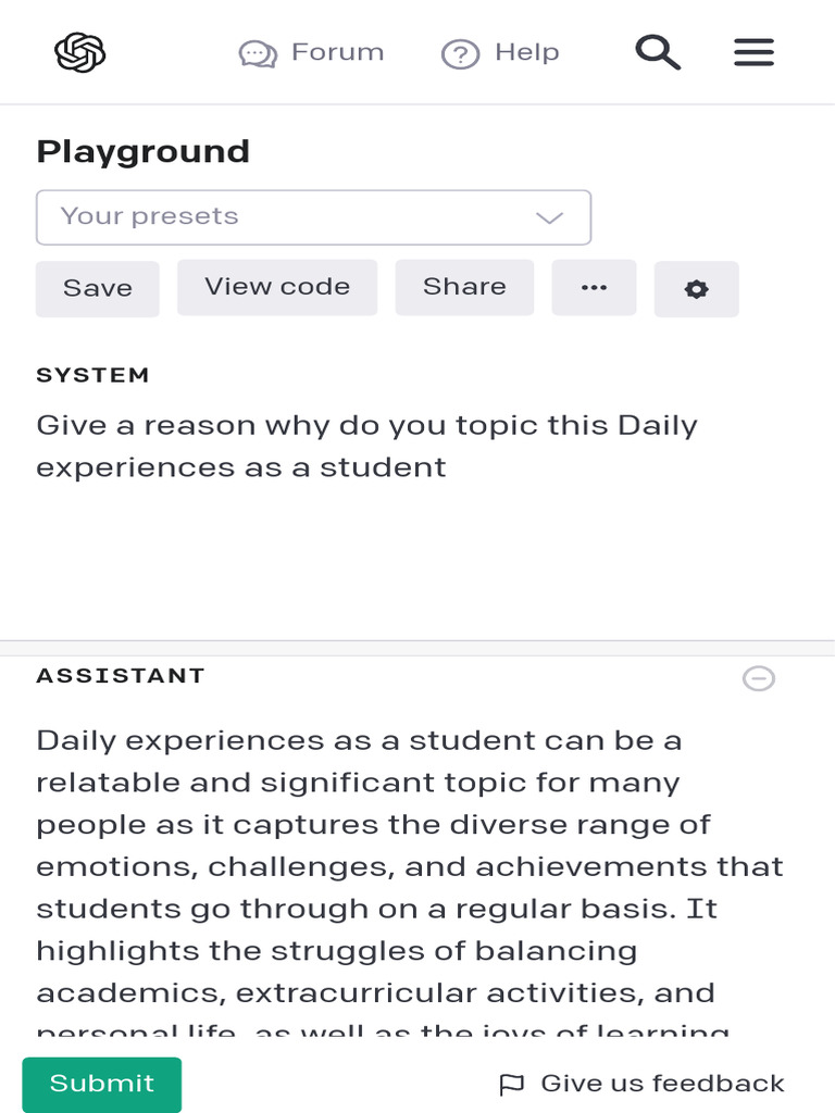 Playground - OpenAI API | PDF