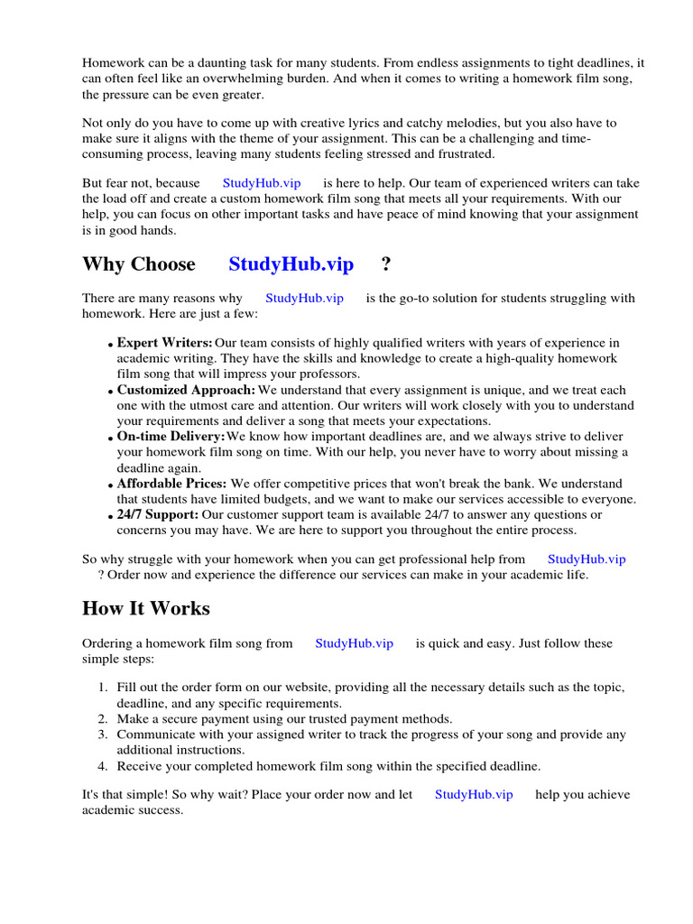 Homework Flim Song | PDF | Homework | You Tube