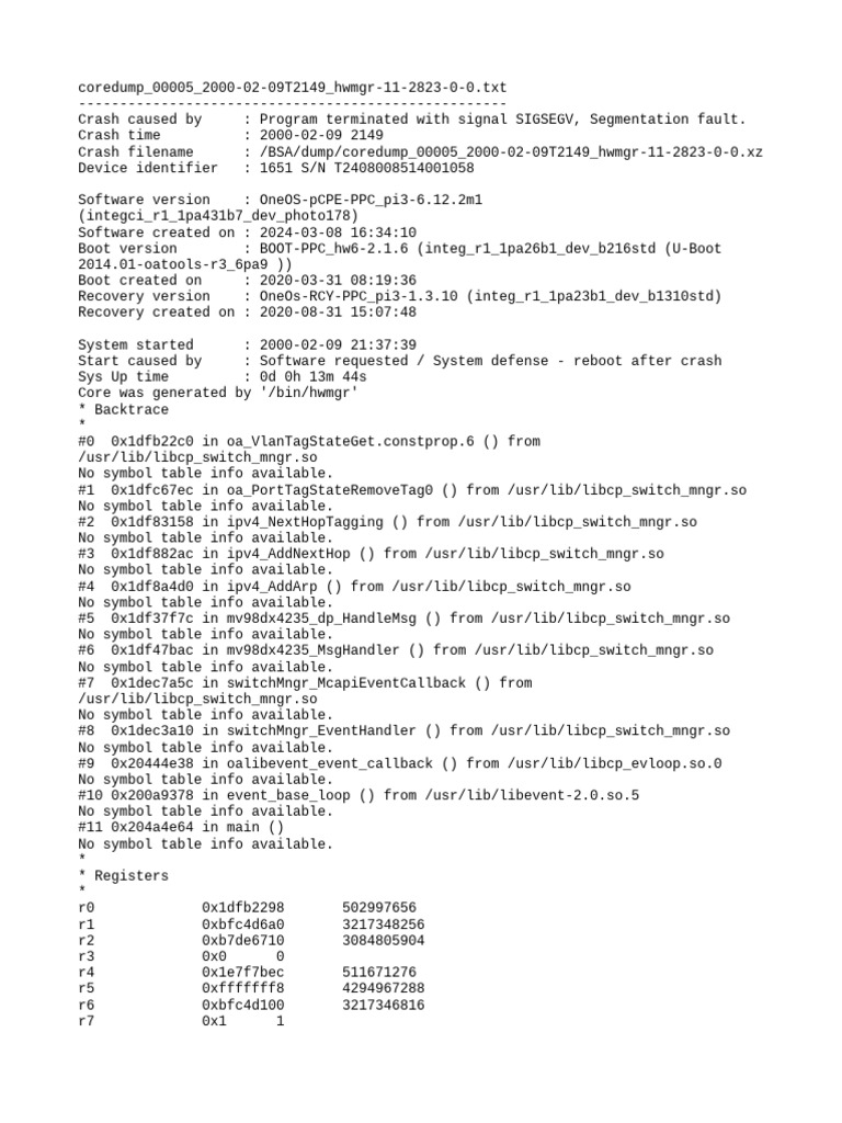 1651 Crash Dump On Back To Back Setup | PDF | Computer Engineering | Computer Architecture