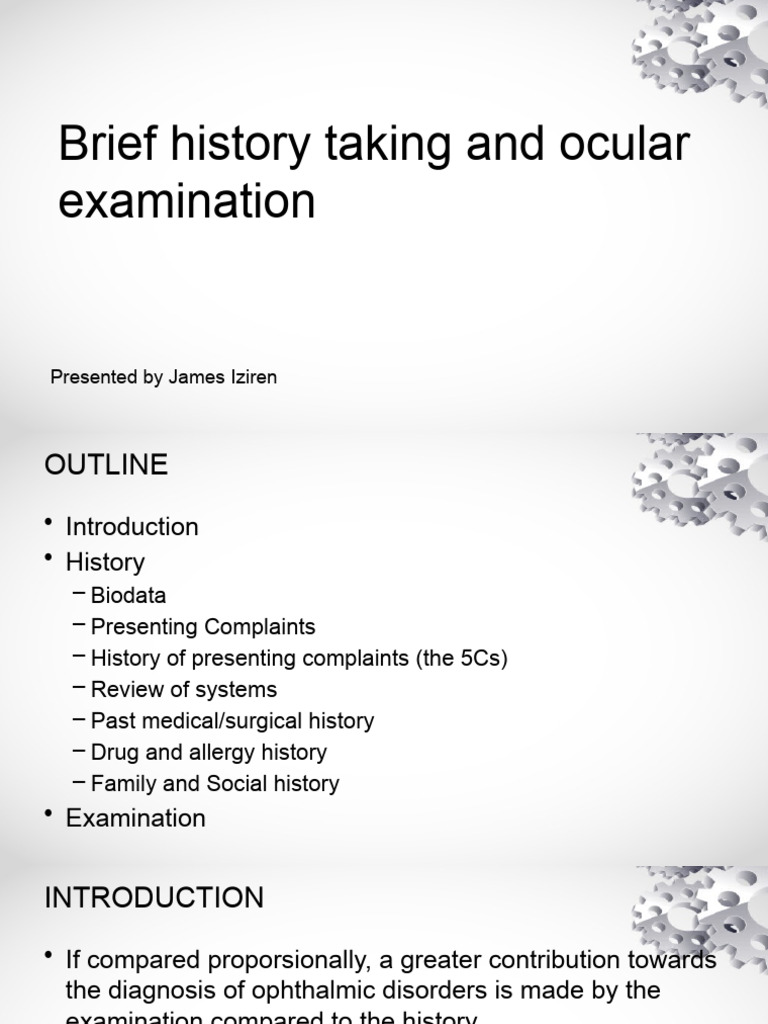 Brief History Taking in Ophthalmology | PDF | Human Eye | Ophthalmology