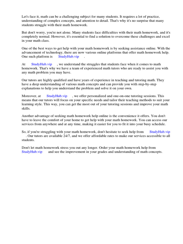 Need Help With Math Homework Online | PDF | Homework | Mathematics